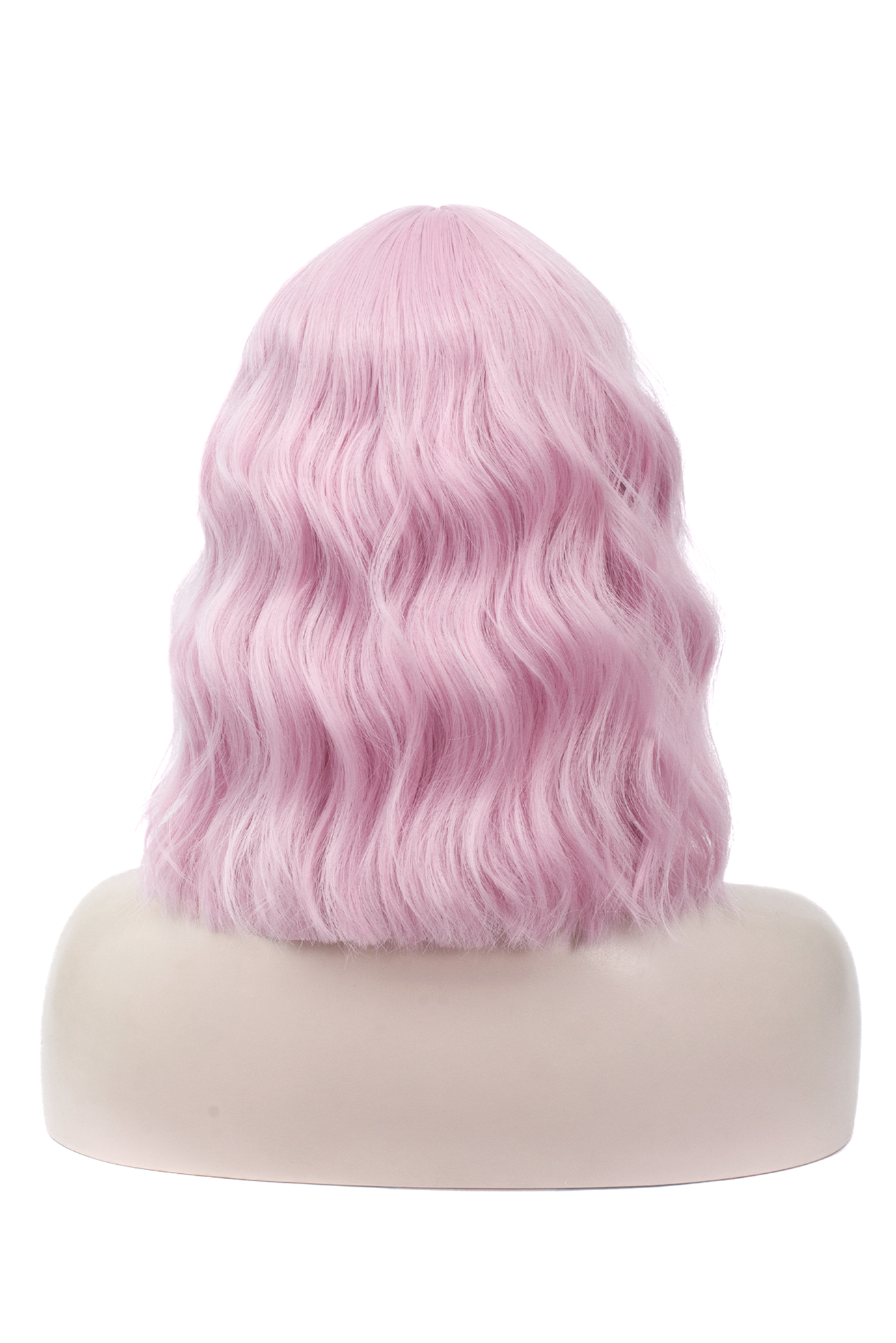 Lichtroze Pruik Schouderlengte Rechte Pony Krullen Roze kopen ...